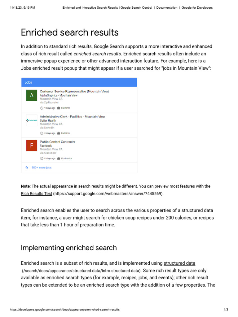 Enriched and Interactive Search Results - Google Search Central - Documentation - Google For ...
