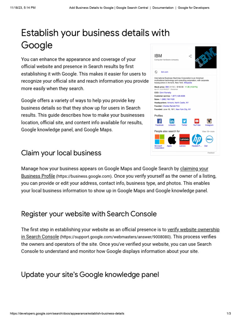 Add Business Details To Google - Google Search Central - Documentation - Google For Developers ...
