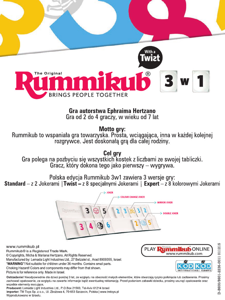 Instrukcja Rummikub 3 w 1 | PDF