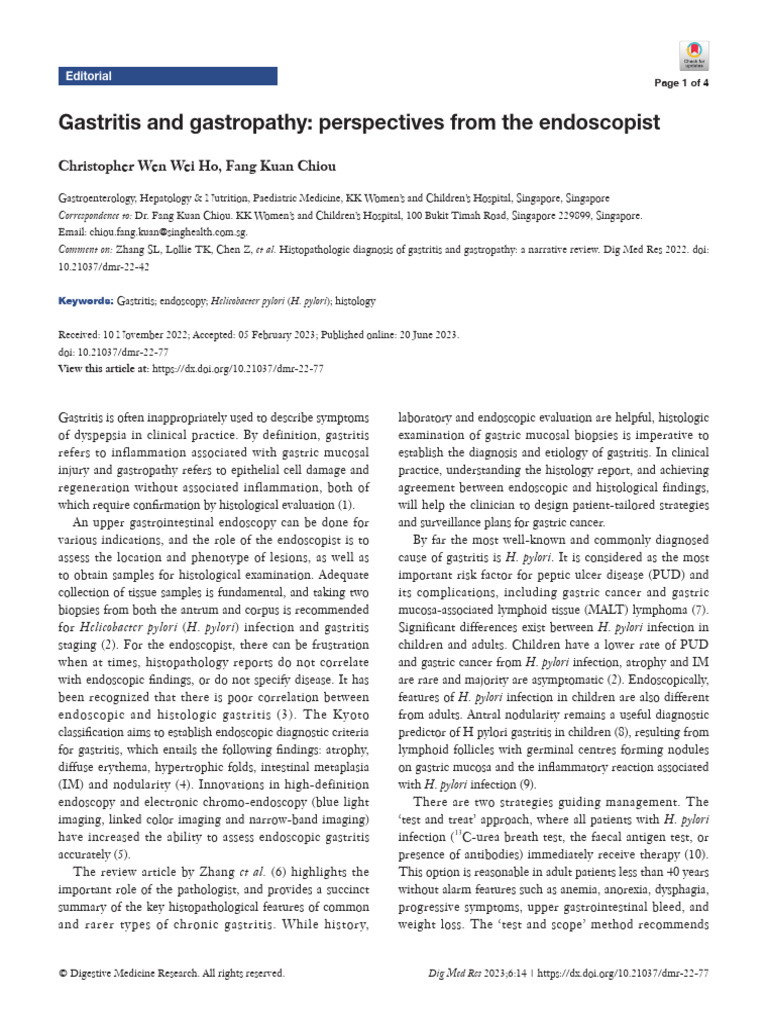 Gastritis and Gastropathy Perspectives From The Endoscopist | PDF ...
