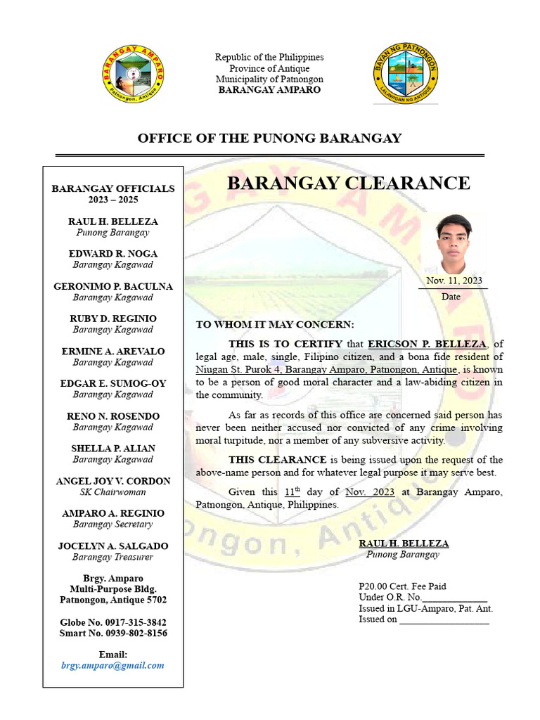 Barangay Clearance New Final | PDF