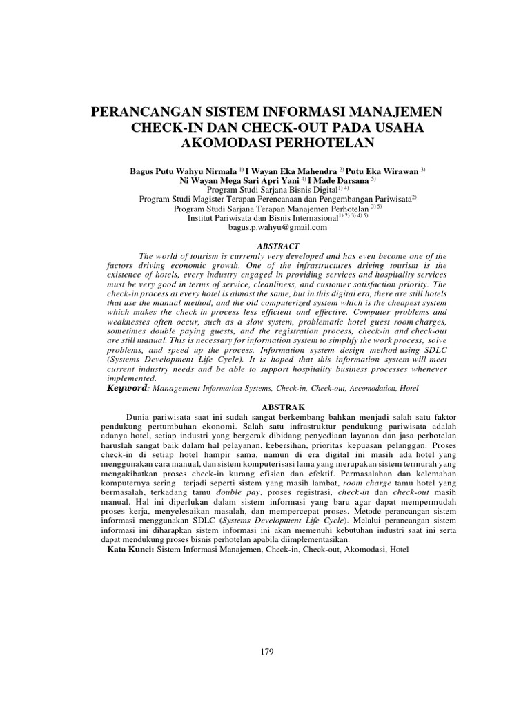 Perancangan Sistem Informasi Manajemen Check-In Dan Check-Out Pada Usaha Akomodasi Perhotelan ...