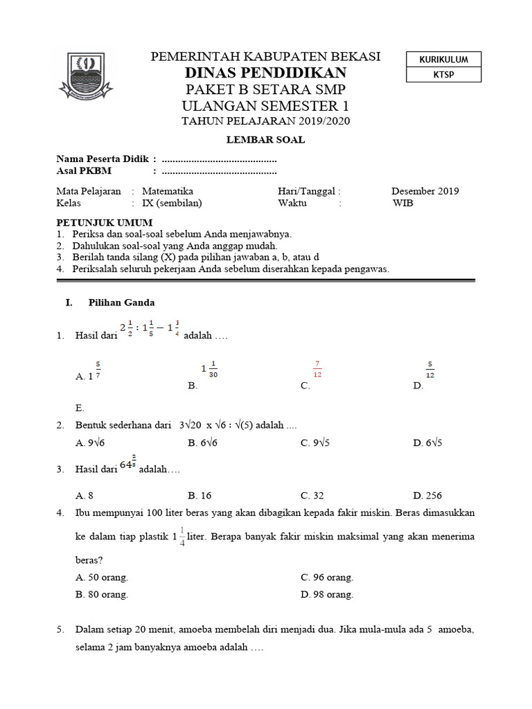 Soal Matematika | PDF