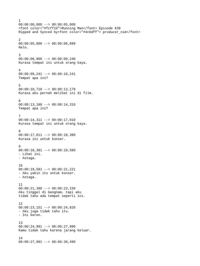 Running Man - 639 | PDF