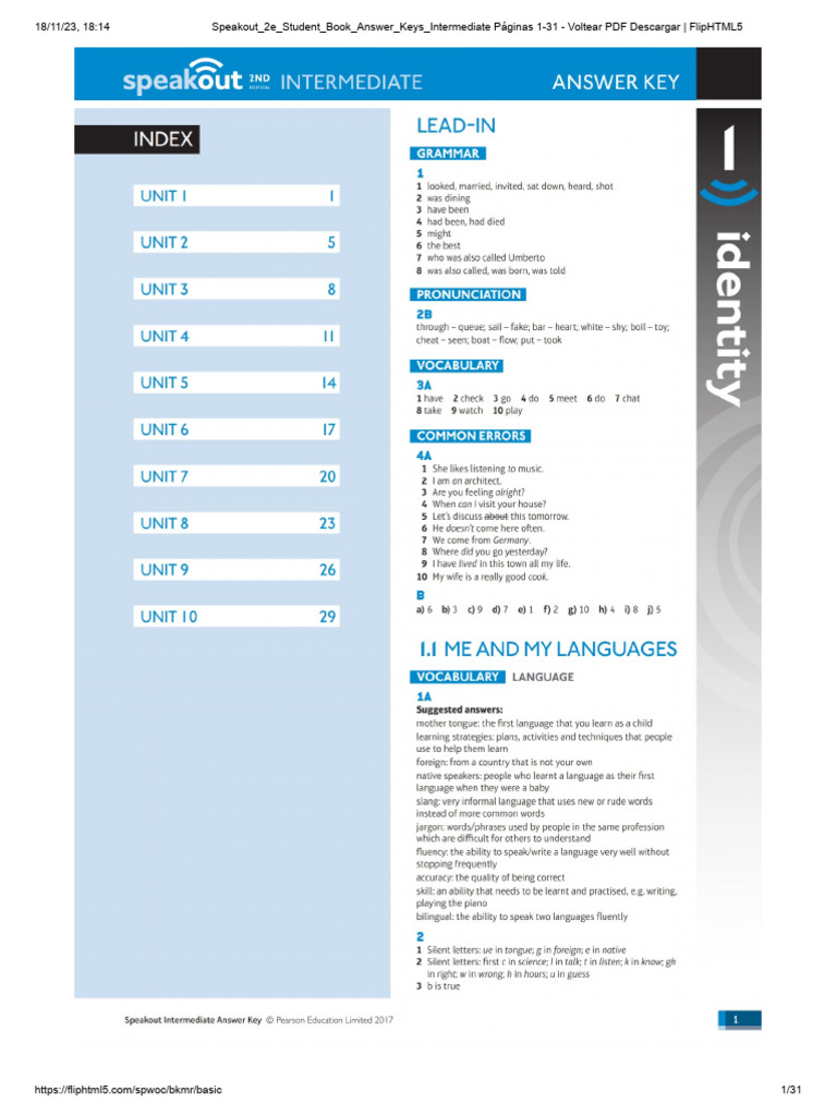 Speakout - 2e - Student - Book - Answer - Keys - Intermediate Páginas 1 ...