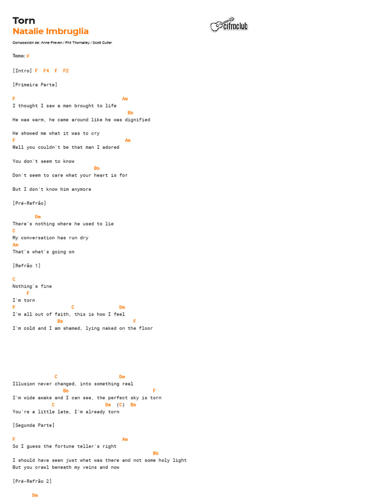 Cifra Club - Natalie Imbruglia - Torn | PDF | Musicians