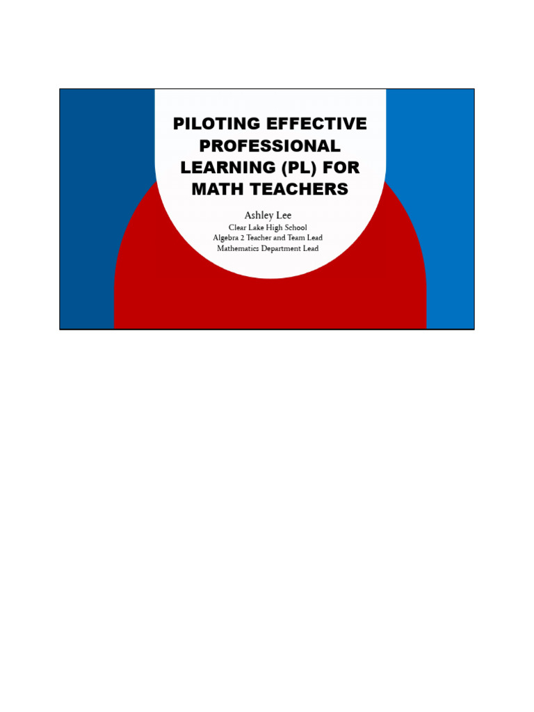 Effective Professional Learning For Teachers - Pilot Notes | PDF ...