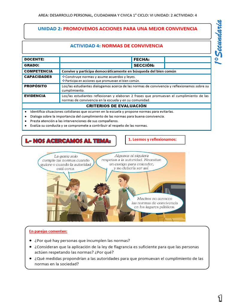 Normas de Convivencia Escolar | PDF | Tolerancia | Comportamiento