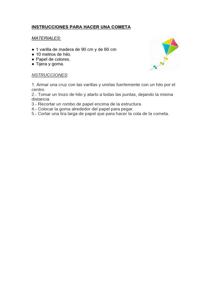 Instrucciones para Hacer Una Cometa | PDF