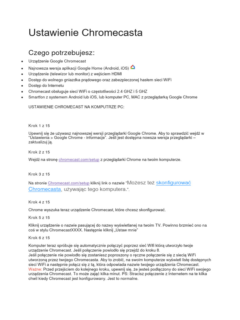 Instrukcja Chromecast | PDF