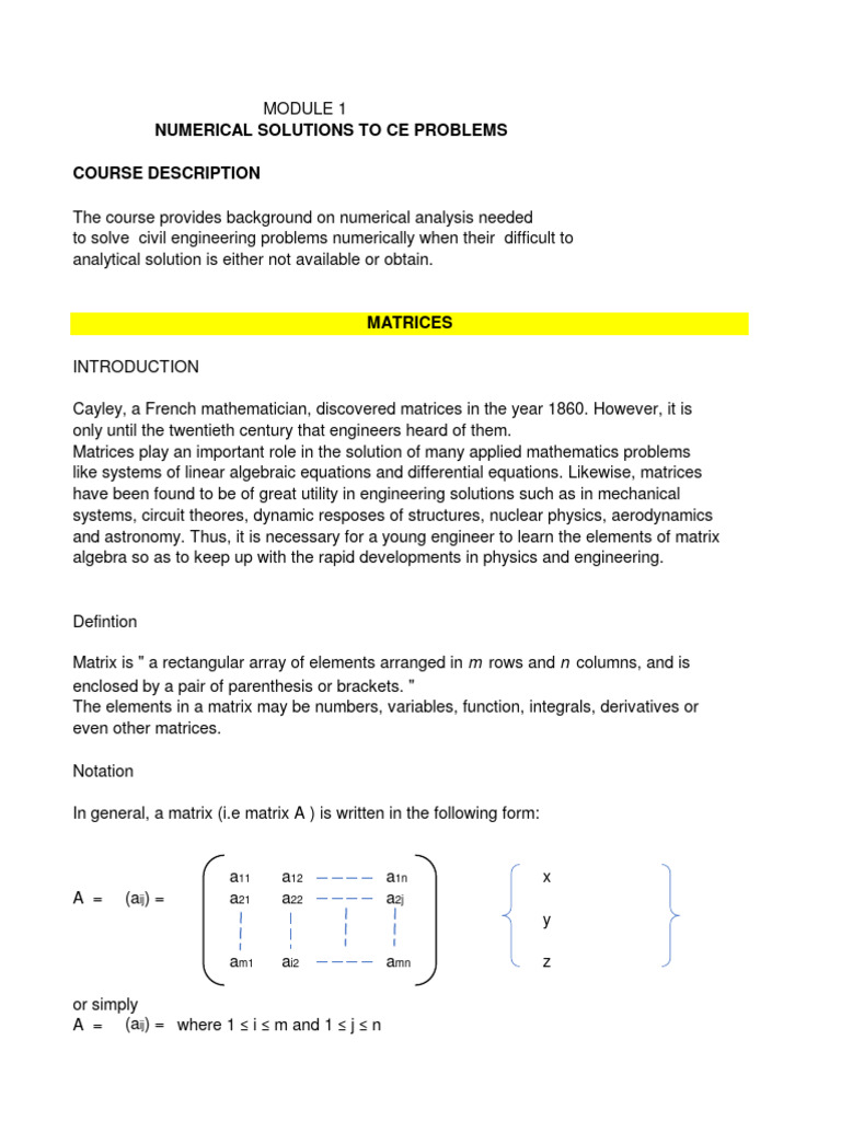 Topic 1 Numerical Solution For Ce | PDF | Matrix (Mathematics ...