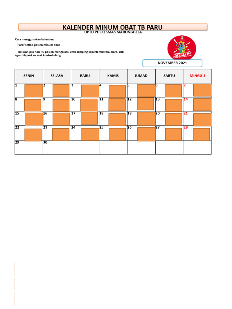 Kalender Minum Obat TB Paru | PDF
