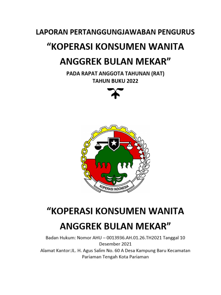 Contoh Laporan RAT Koperasi | PDF