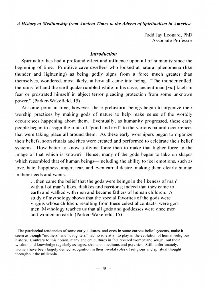A History Of Mediumship From Ancient Times To The Advent Of