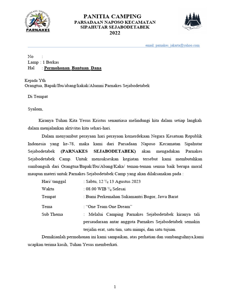 Proposal Camping Parnakes 2023 | PDF