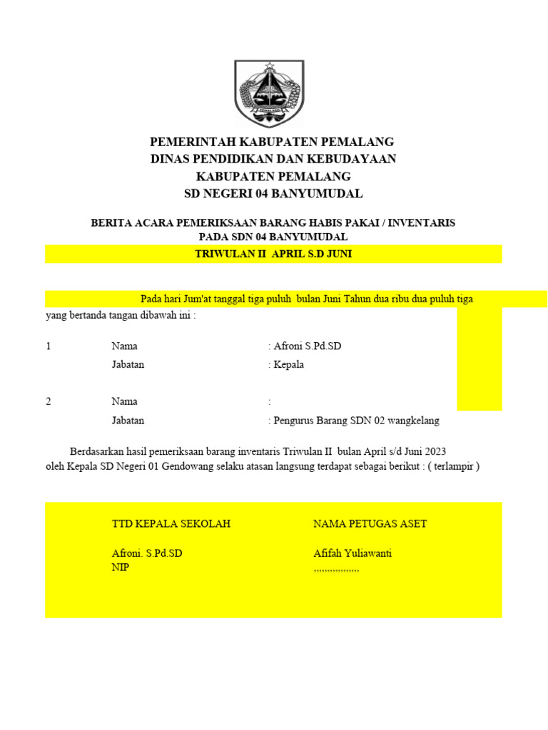 Contoh Penulisan Inventaris | PDF