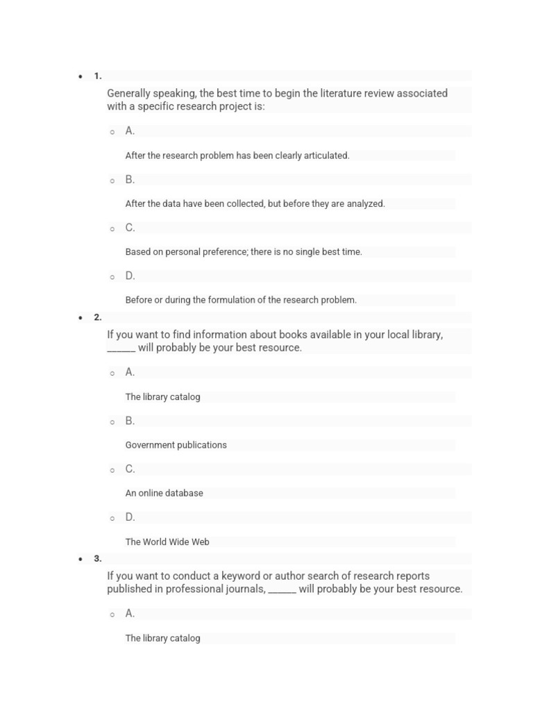 RRL Quiz | Download Free PDF | Theory | Libraries