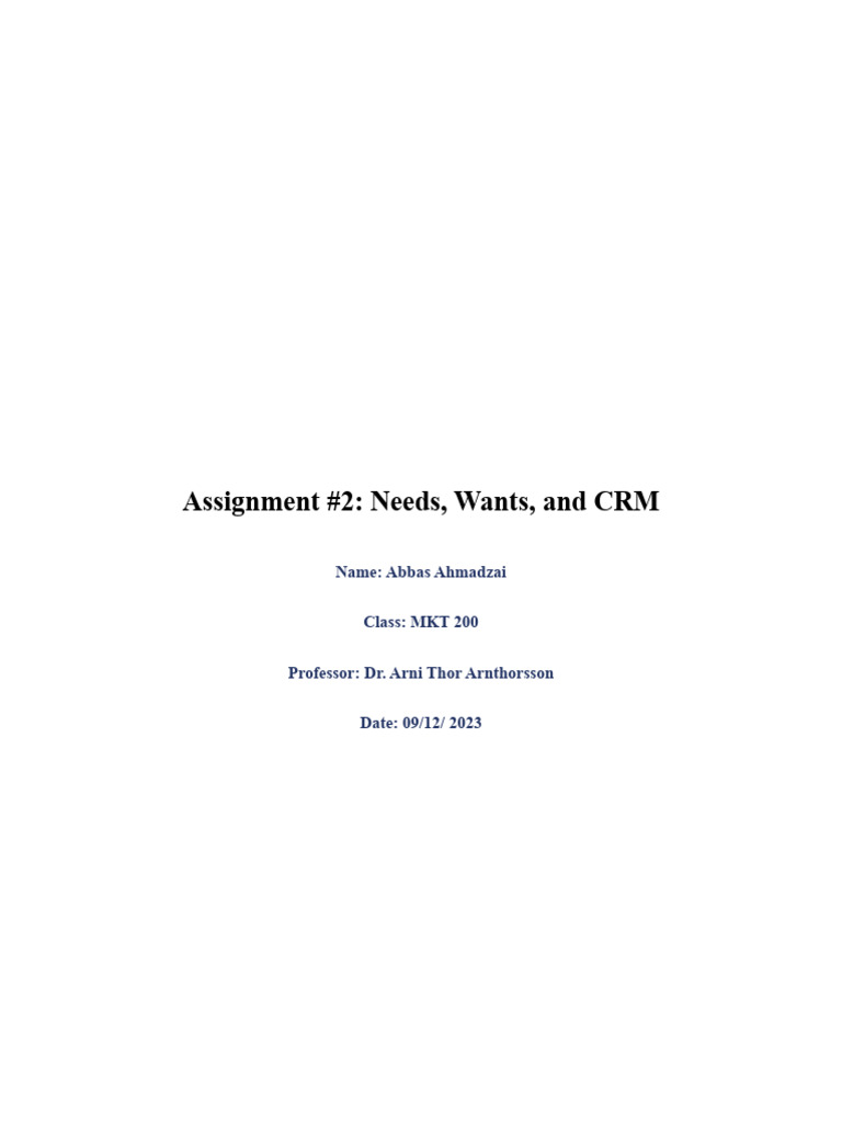 Ass 2 | PDF | Customer Relationship Management | Well Being