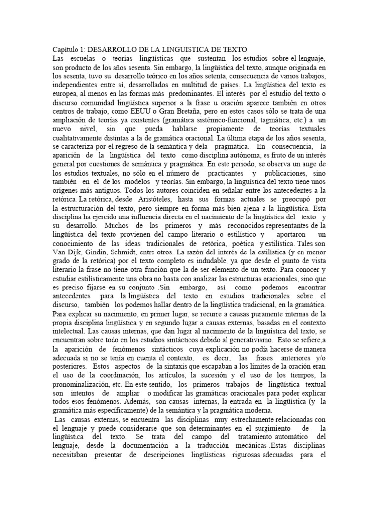 Linguistica de Texto Cap 1 2 3 | PDF | Lingüística | Oración (Lingüística)