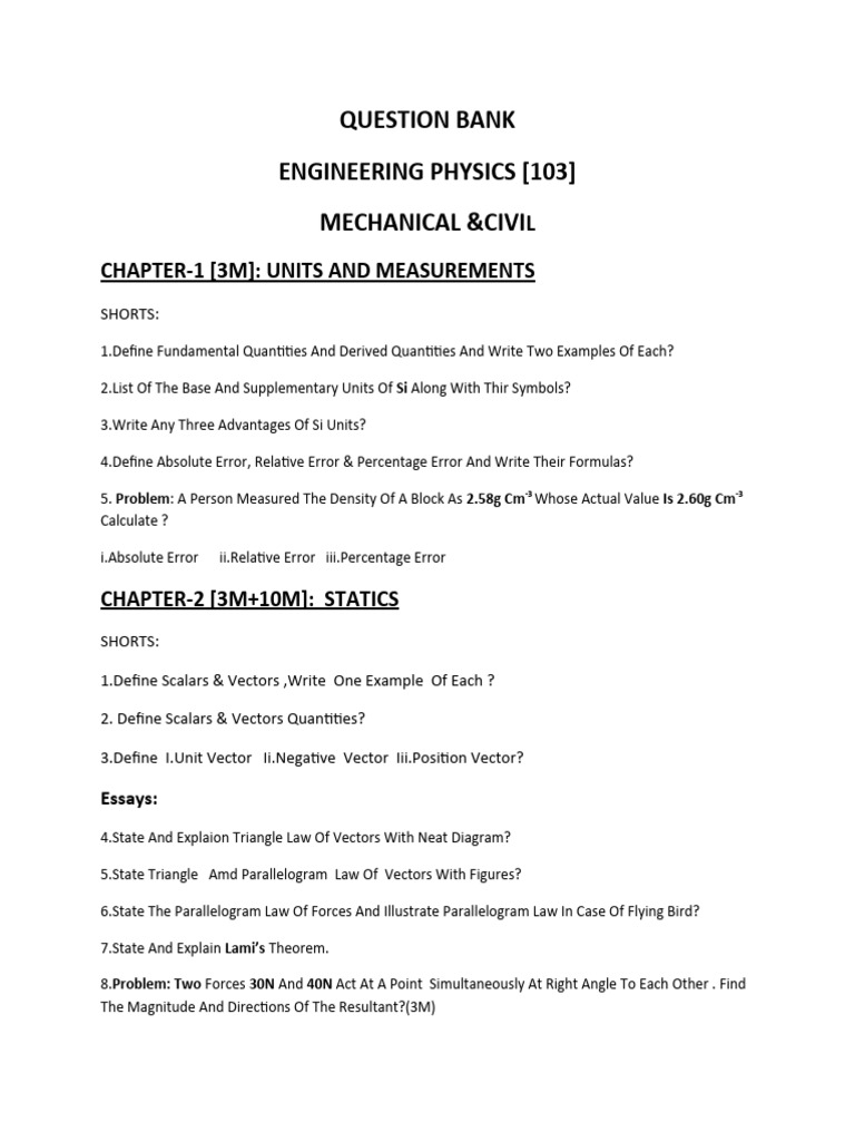Engineering Physics Question Bank | PDF