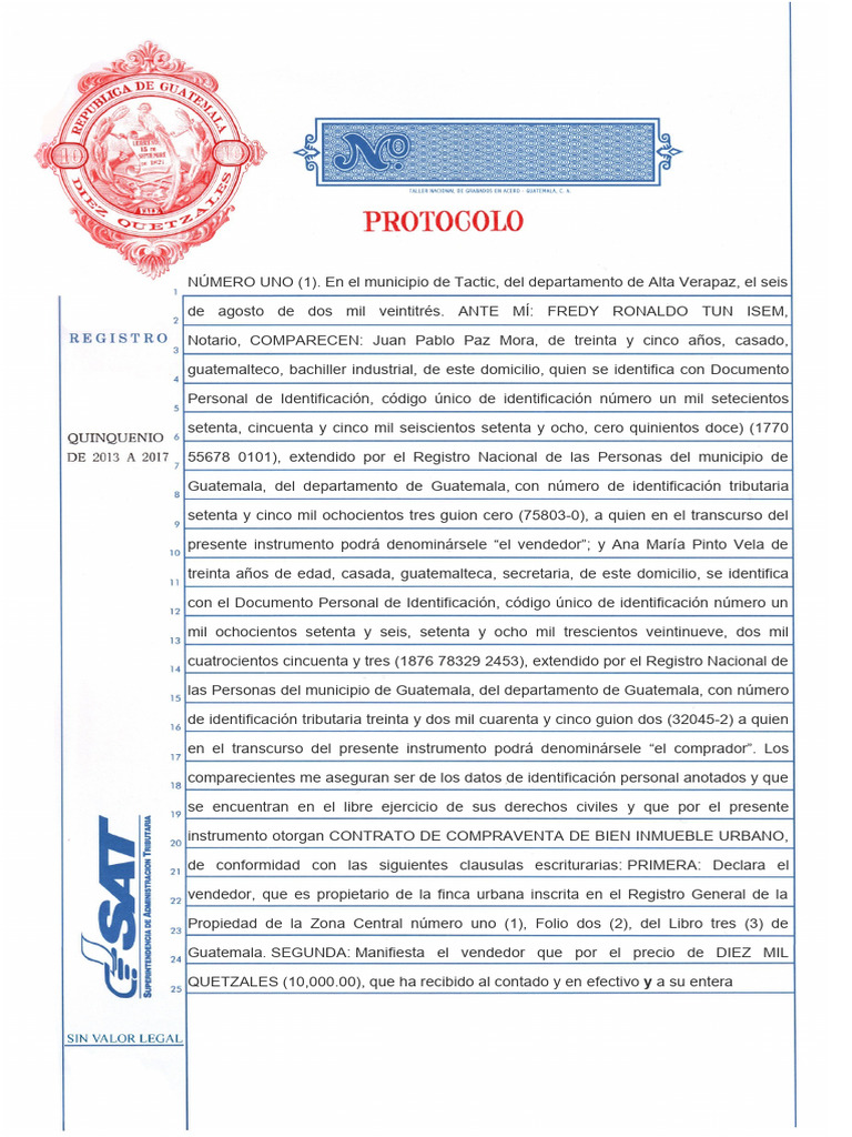 Modelo de Compra Venta | Descargar gratis PDF | Guatemala | Ley común