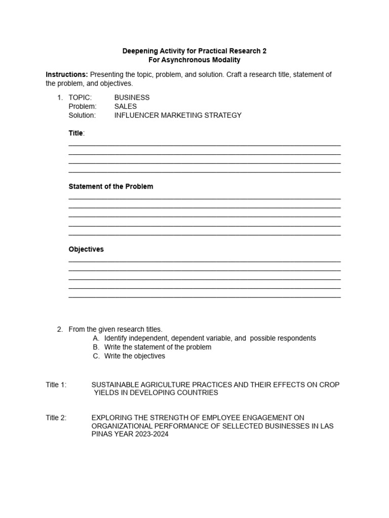 Deepening Activity For Practical Research 2 1 | PDF