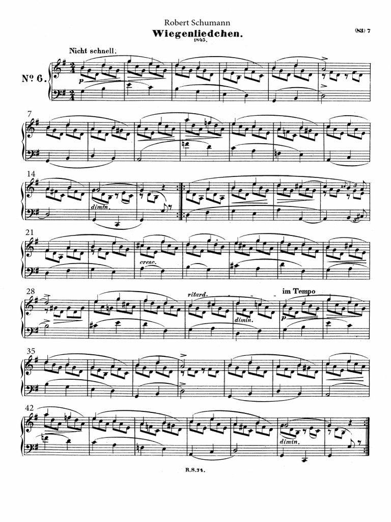 Robert Schumann's Wiegenliedchen, Op. 124, No. 6 | PDF