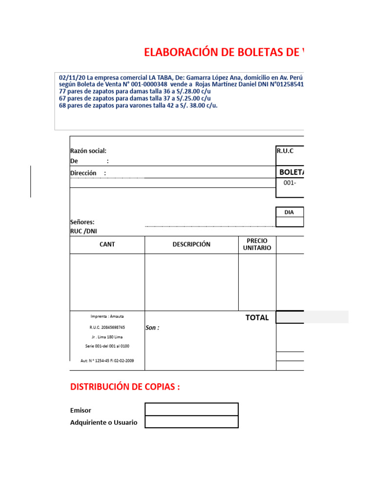 Boletas de Venta - Profesor - Alumnos | PDF