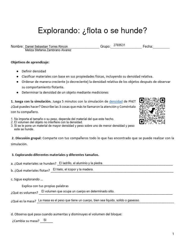 Densidad y Flotabilidad de Objetos | PDF | Densidad | Masa
