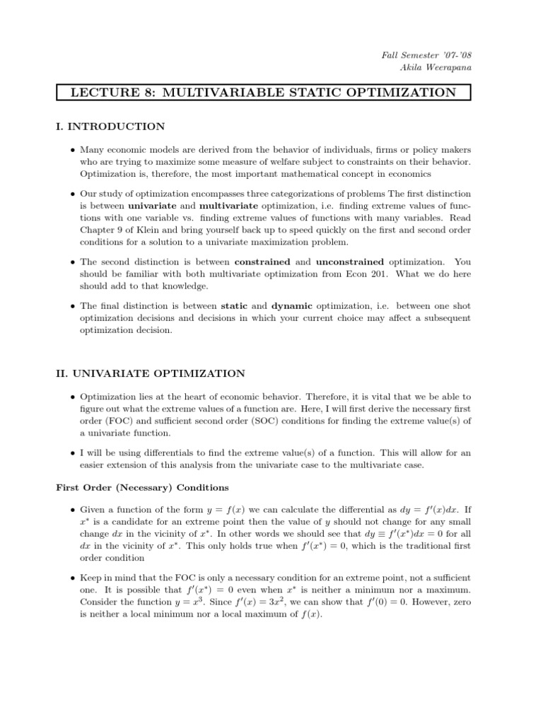 Lecture When Is A Function Convex Hessian Positive Definite Pdf Maxima And Minima