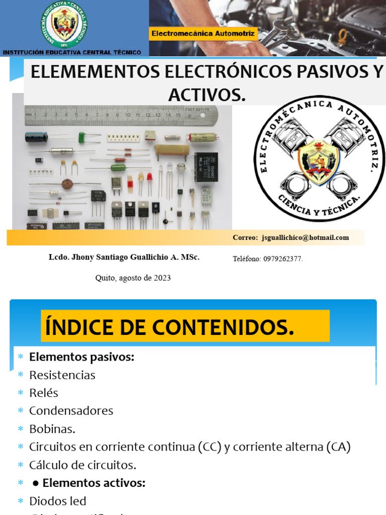 Clase Elementos Electronicos Pasivos y Activos.-1 | PDF | Condensador ...