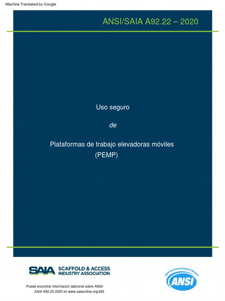 Ansi Saia A92.22 2020 Esp | PDF | Regulación | Gobierno