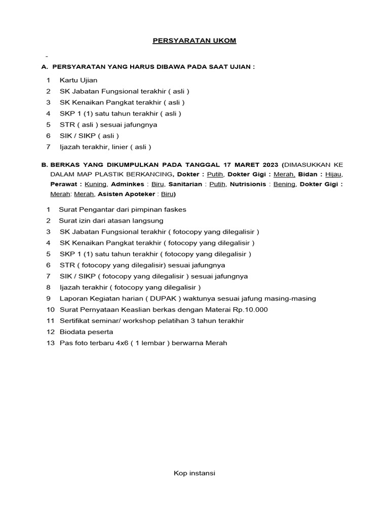 Kelengkapan Administrasi Ukom Rev | PDF