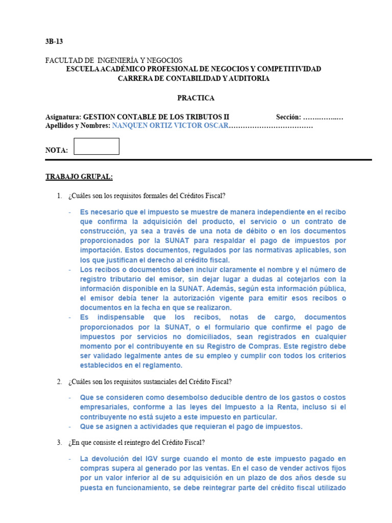 Practica Gestion Contable de Tributos - Victor | PDF | Impuestos | Contabilidad