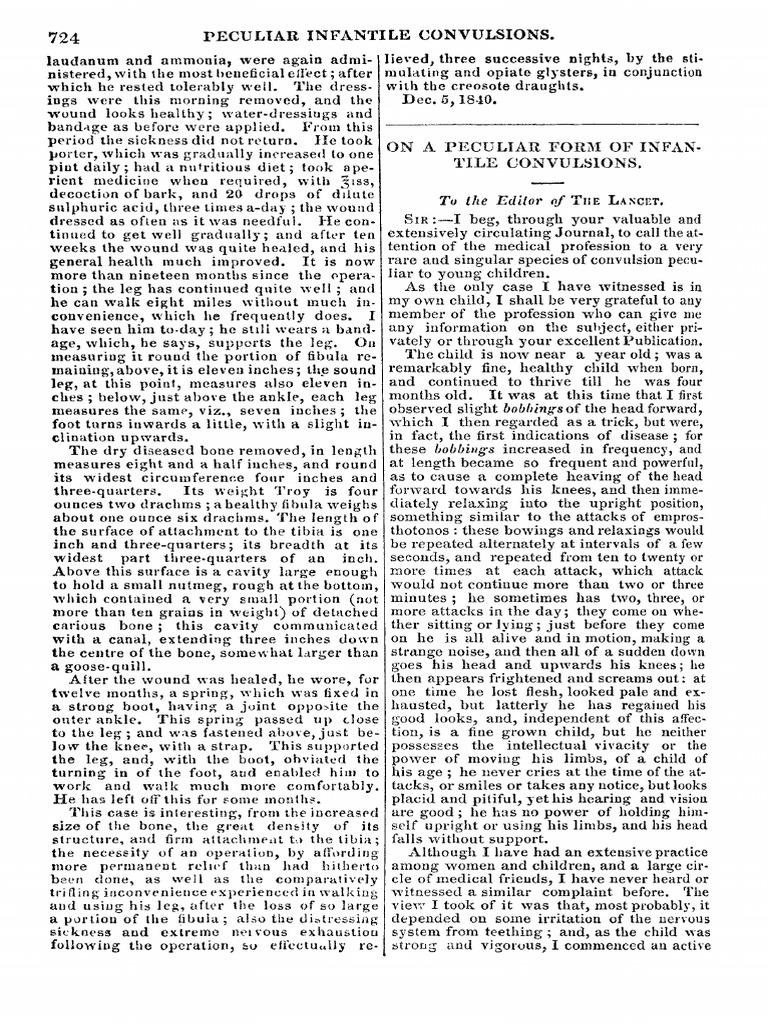 On A Peculiar Form of Infantile Convulsions. (1841) . | PDF