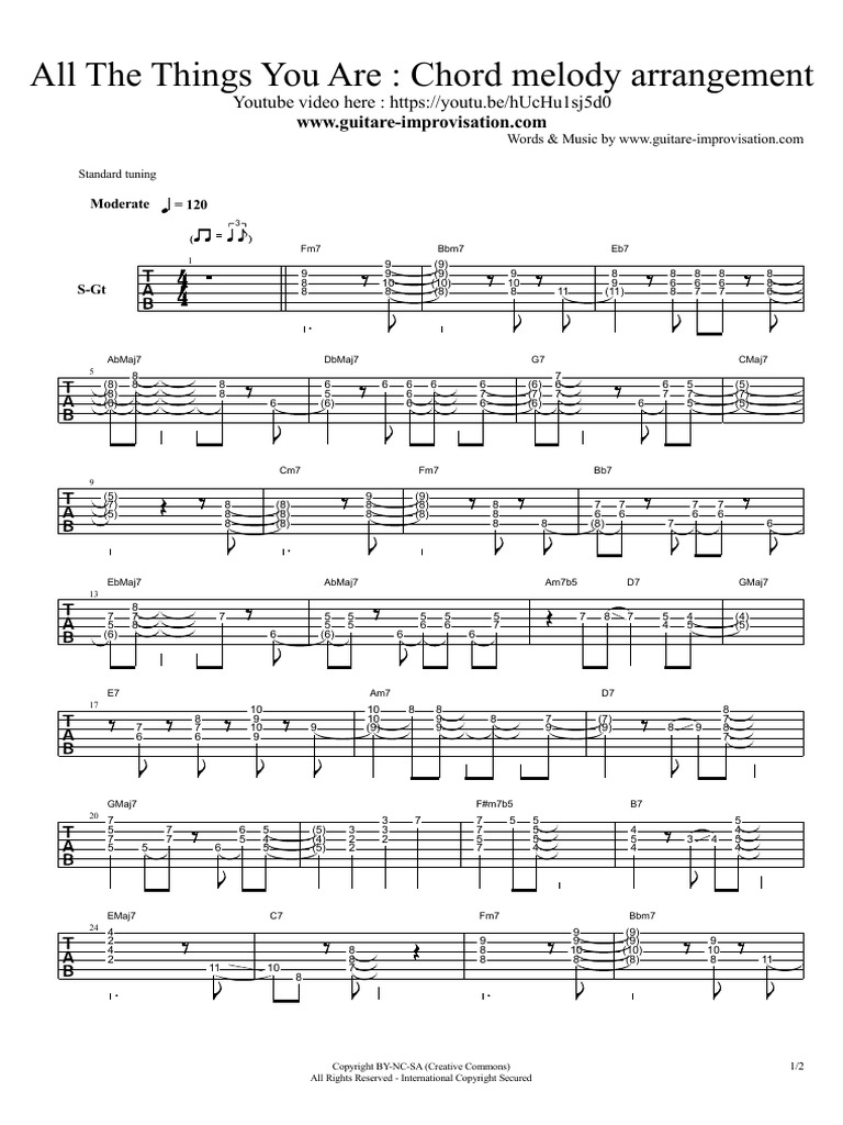 All The Things You Are Chord Melody | PDF | Musical Compositions ...