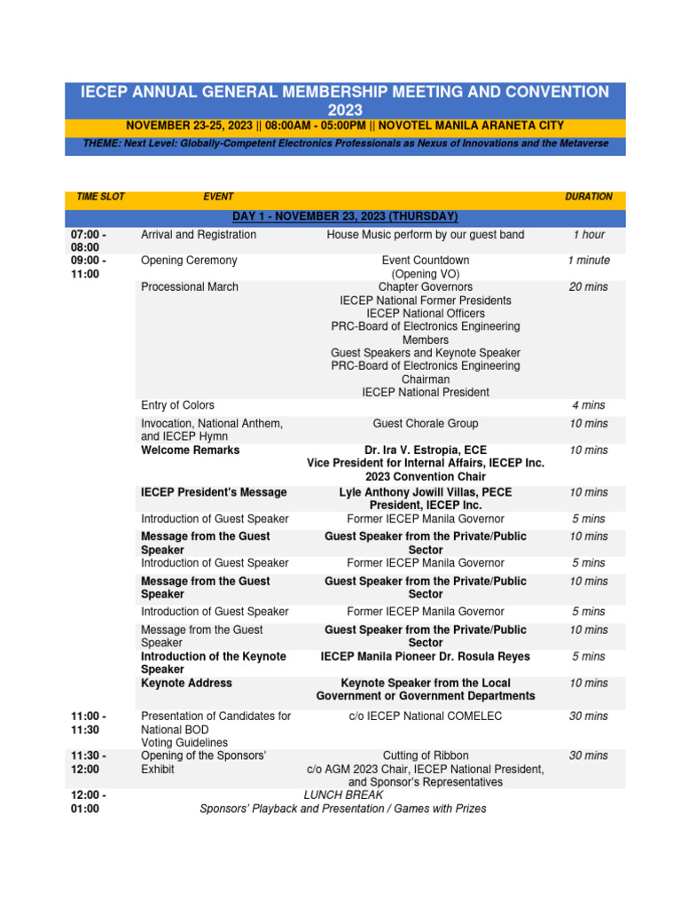 IECEP AGM AND CONVENTION 2023 Programme | PDF