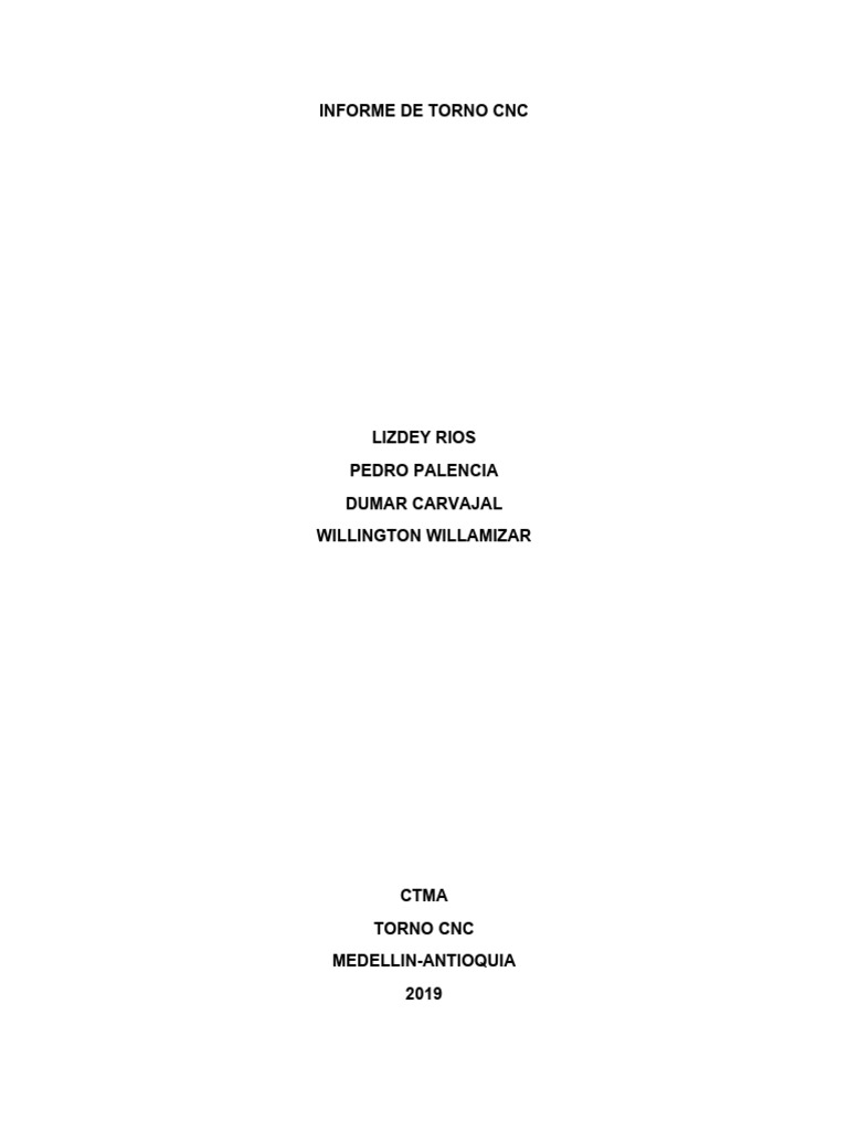 Informe Torno CNC | PDF | Bienes manufacturados | Ingeniería mecánica