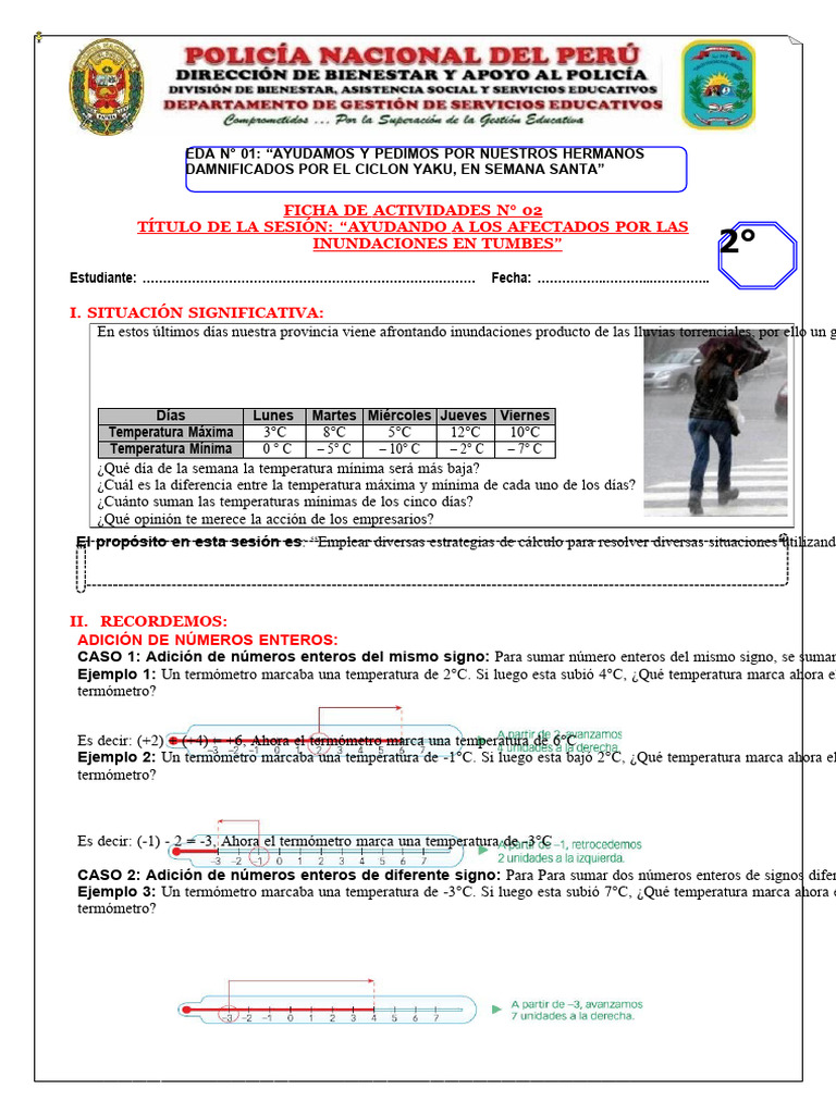 Act. 2 - 2do - Mat - Floris | PDF | Sustracción | Entero