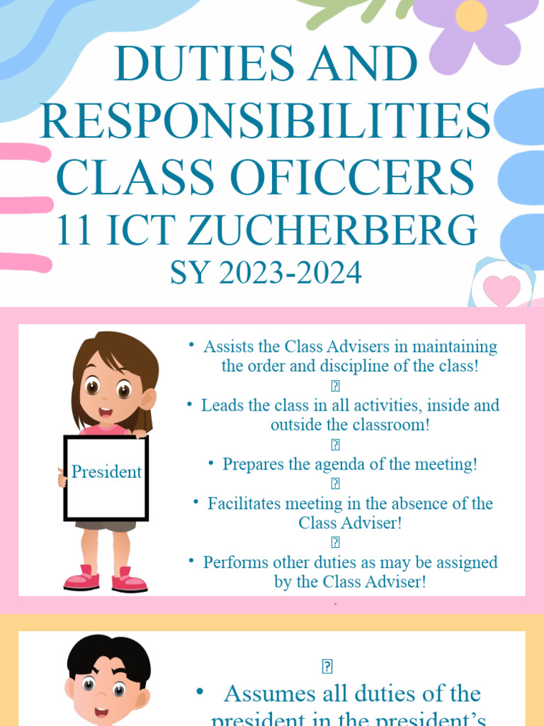 Class Officer Duties 2023-2024 | PDF