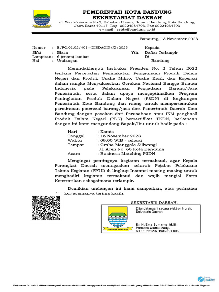 Undangan Business Matching P3DN | PDF