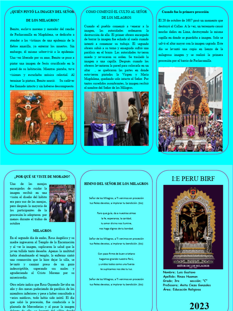 Triptico Del Senor de Los Milagros | PDF Triptico Del Senor de Los Milagros | PDF
