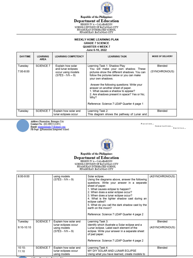 Quarter-4 Science Week-7 21-22 | PDF | Eclipse | Solar Eclipse