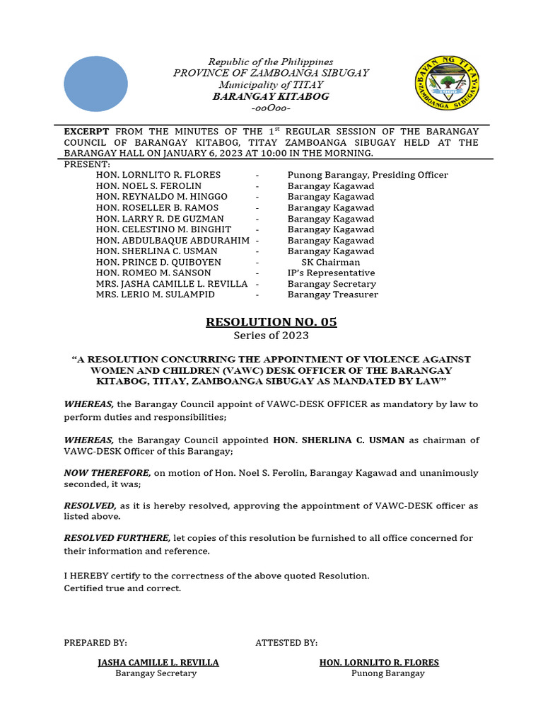 Resolution 5 - 2023 Vawc | PDF