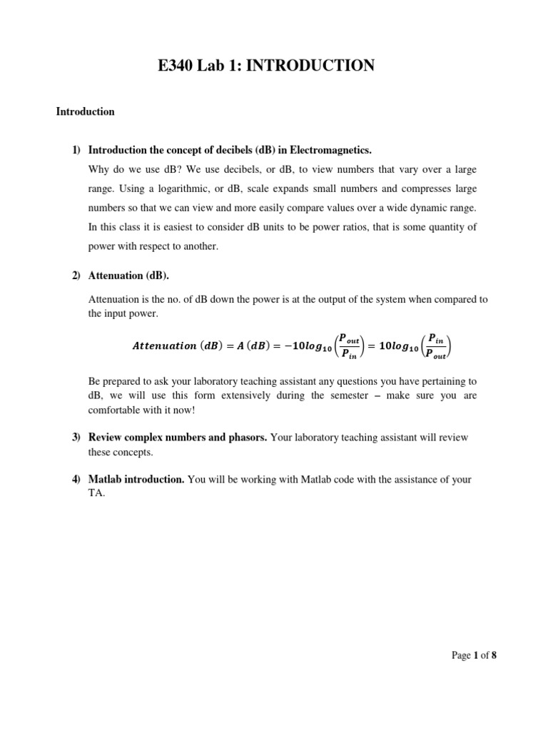 Lab 1 Procedure | PDF | Decibel | Logarithm