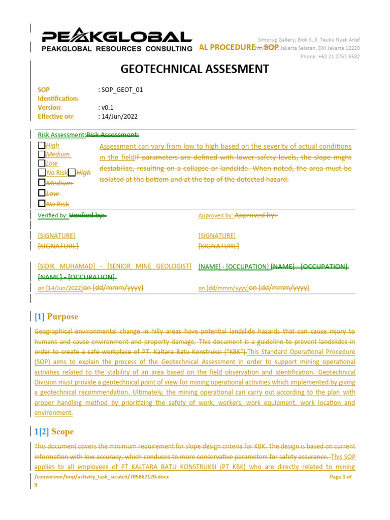 SOP - GEOT - 01 v0.1 GEOTECHNICAL ASSESSMENT | Download Free PDF | Geotechnical Engineering ...