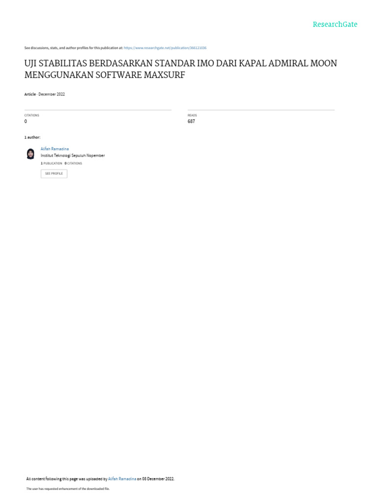 Uji Stabilitas Berdasarkan Standar IMO Dari Kapal Admiral Moon ...