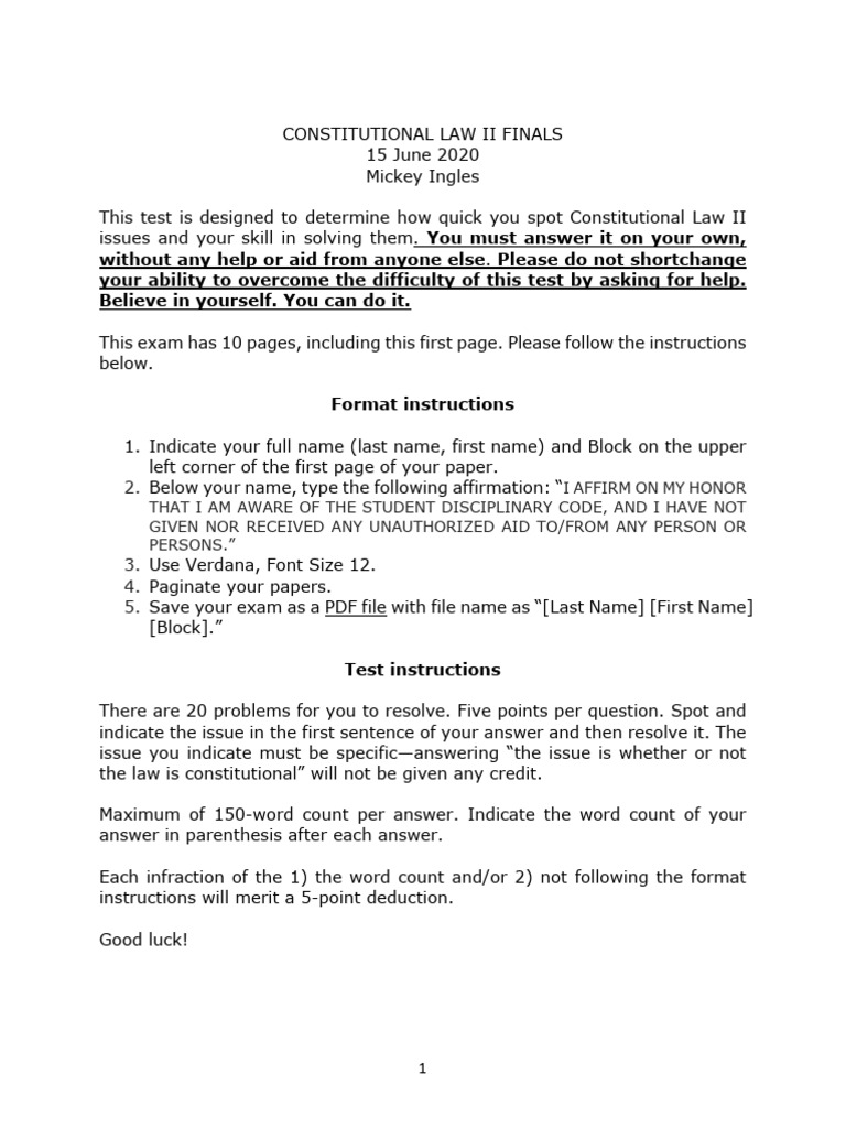 2020 Consti 2 Ingles Final Exams | PDF | Fine (Penalty) | Crimes