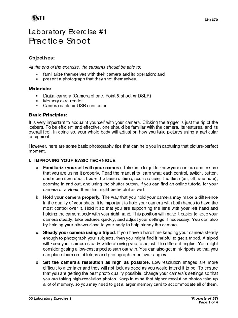 03 Laboratory Exercise 1 | PDF | Camera | Red Eye Effect