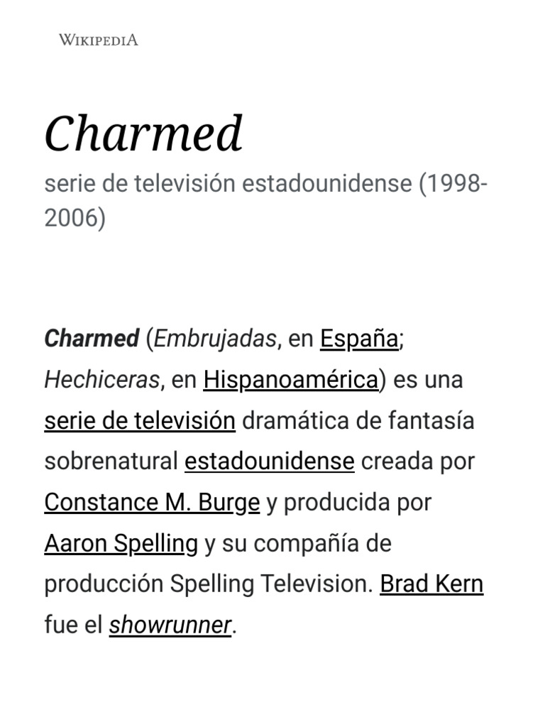 Charmed - Wikipedia, La Enciclopedia Libre | PDF